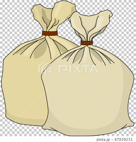 Illustration of jute bag (with outline) - Stock Illustration [87839231 ...
