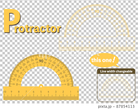Line drawing of protractor and solid paint set,... - Stock Illustration ...