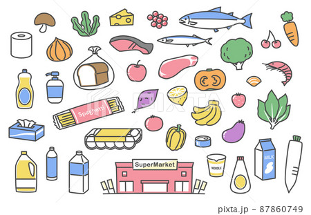 スーパー・食材・日用品のイラスト素材 [87860749] - PIXTA