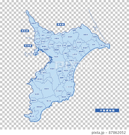 Chiba Prefecture Map Simple Light Blue... - Stock Illustration ...