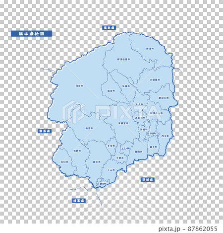 Tochigi Prefecture Map Simple Light Blue... - Stock Illustration ...