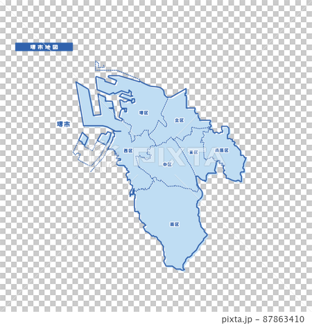 Sakai City Map Simple Light Blue Municipality - Stock Illustration ...