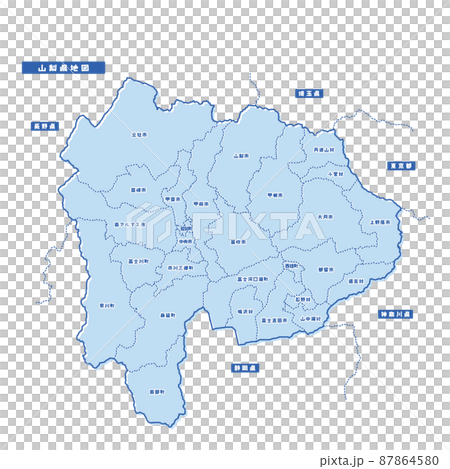 Yamanashi Prefecture Map Simple Light Blue... - Stock Illustration ...