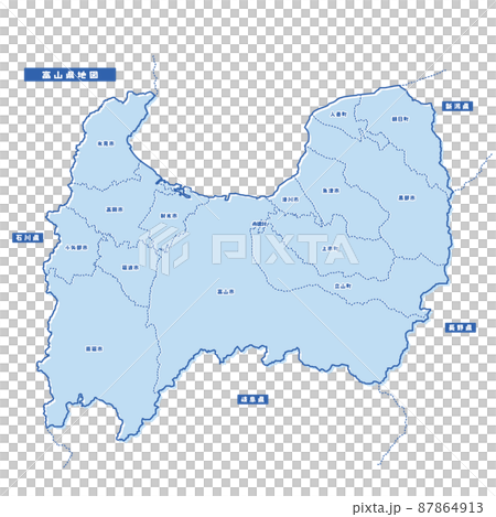 Toyama Prefecture Map Simple Light Blue... - Stock Illustration ...