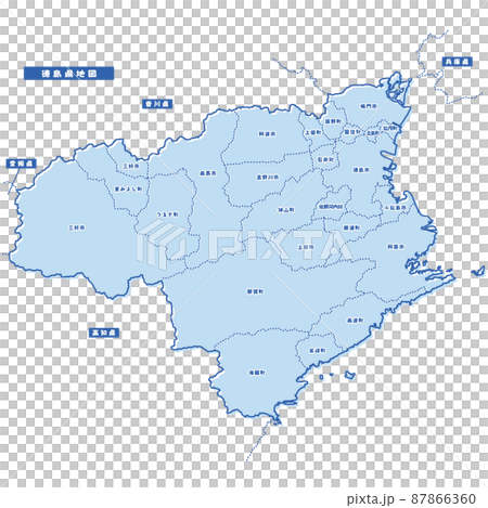 Tokushima Prefecture Map Simple Light Blue... - Stock Illustration ...