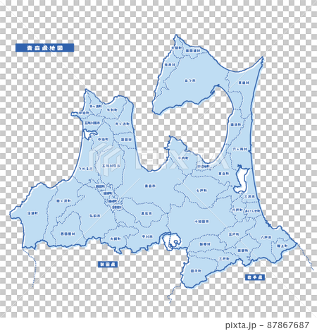 Aomori Prefecture Map Simple Light Blue... - Stock Illustration ...