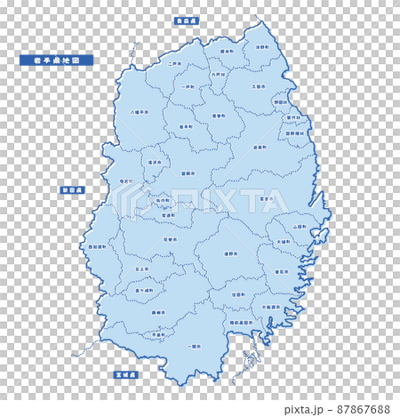 Iwate Prefecture Map Simple Light Blue... - Stock Illustration ...