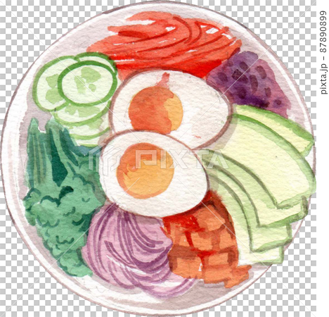 Healthy salad watercolor icon png clipart - Stock Illustration ...