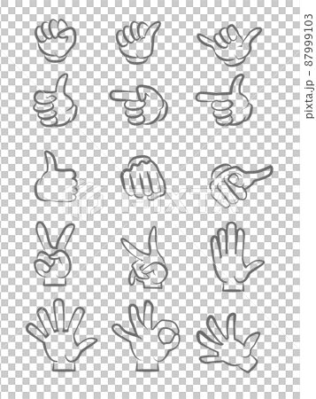 Hand and finger signs, with various... - Stock Illustration [87999103 ...