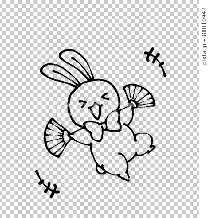 Loosely cute deformed rabbit line drawing... - Stock Illustration ...