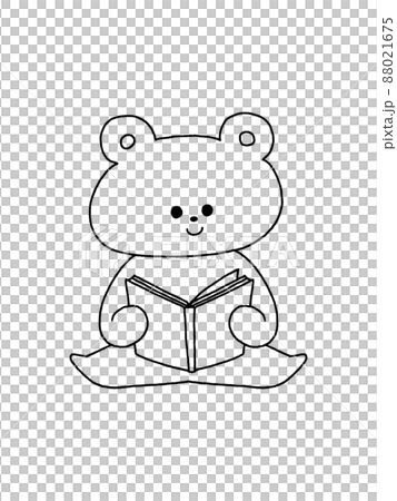 Bear / reading a book / line drawing - Stock Illustration [88021675 ...