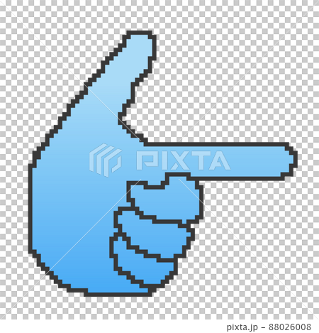 Pixel art pointing hand sign (blue) - Stock Illustration [88026008] - PIXTA
