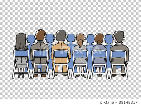 Audience of business seminar (from behind)... - Stock Illustration ...