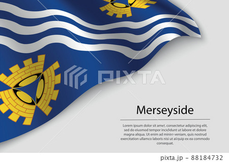 Wave flag of Merseyside is a county of England....のイラスト素材 [88184732 ...