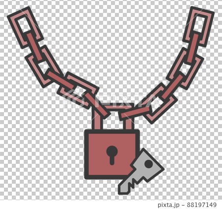 Illustration of locking the chain with a... - Stock Illustration ...