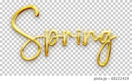 Golden volumetric 3D Text inscription Spring...-插圖素材 [88222429] - PIXTA圖庫