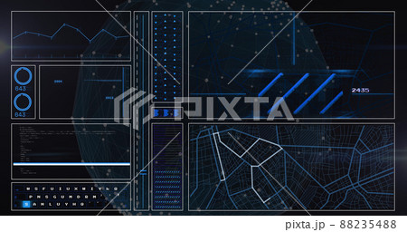 Image of digital data processing on screen over...のイラスト素材 [88235488 ...