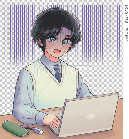 Retro girl cartoon style ・ Student whose... - Stock Illustration ...