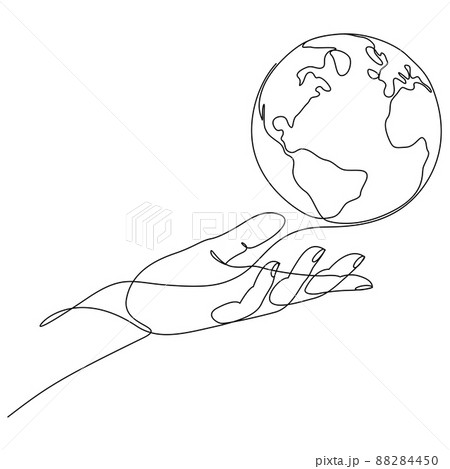 Hand Holding Globe Drawing