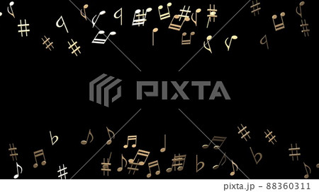 Brass musical notes on black background.のイラスト素材 [88360311] - PIXTA