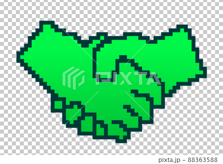 Pixel art handshake (green) - Stock Illustration [88363588] - PIXTA