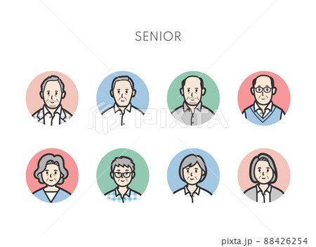 シニア男女アイコンセット カラーのイラスト素材 [88426254] - PIXTA