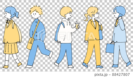 People illustration set_rough touch_two-tone color - Stock Illustration ...
