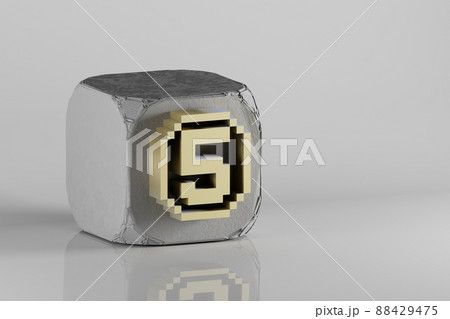 Beautiful Golden Pixel number 5 symbol icons on...のイラスト素材 [88429475 ...