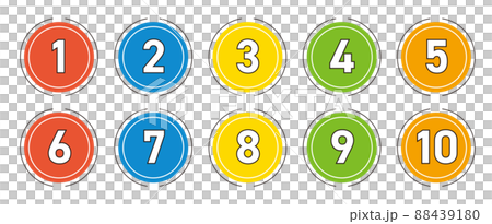 Number icon set from 1 to 10 Circle (vivid color) - Stock Illustration ...