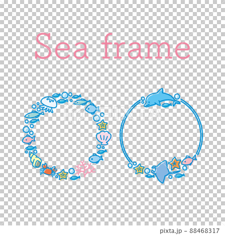 Cute and fashionable sea decoration frame circular - Stock Illustration ...