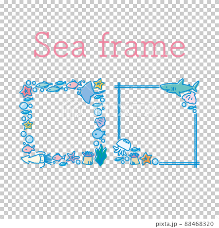 Cute and fashionable sea decoration frame square - Stock Illustration ...