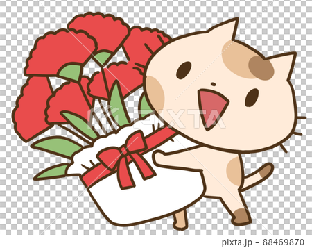 Cat passing carnation - Stock Illustration [88469870] - PIXTA
