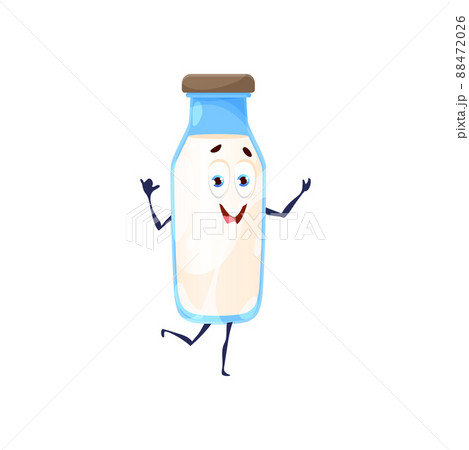 Cartoon milk bottle character, isolated vector...のイラスト素材 [88472026] - PIXTA