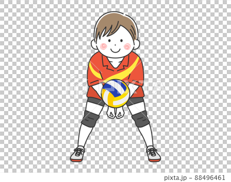Illustration of a male volleyball player receiving - Stock Illustration ...