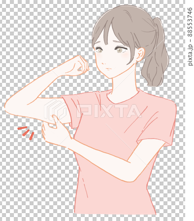 A woman who cares about her upper arm (pink) - Stock Illustration ...