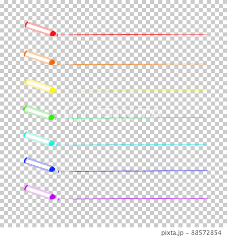 Rainbow-colored crayons and 7-color horizontal... - Stock Illustration ...
