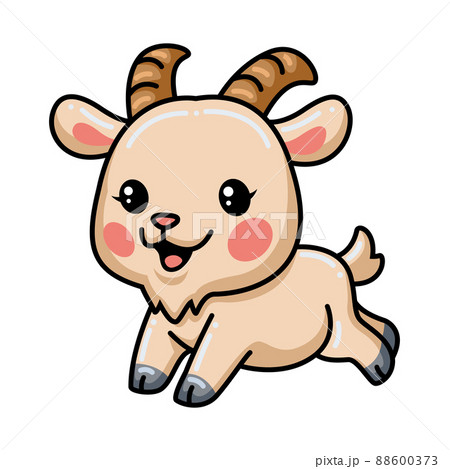Cute baby goat cartoon running のイラスト素材 [88600373] - PIXTA