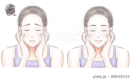 肌の悩みが解決した閉眼の女性 水彩風のイラスト素材 [88640234] - PIXTA