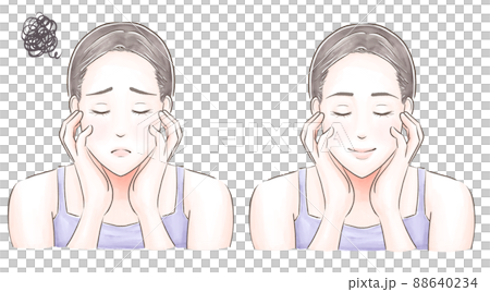 肌の悩みが解決した閉眼の女性 水彩風のイラスト素材 [88640234] - PIXTA