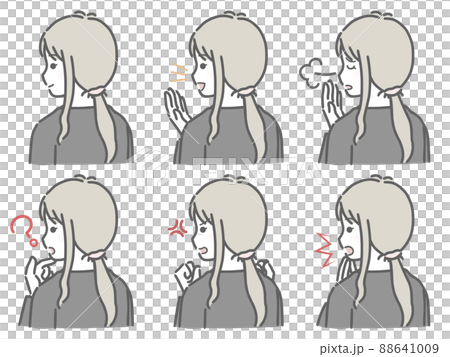 Diagonal backward facial expression set for... - Stock Illustration ...