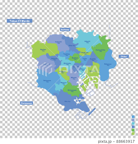 Map of Tokyo's special wards and Tokyo's 23... - Stock Illustration ...