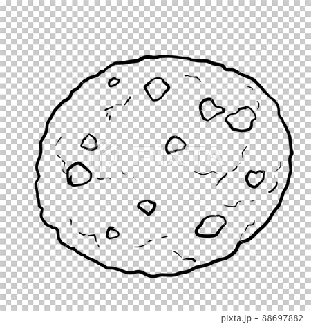 Line drawing of a simple chocolate chip cookie - Stock Illustration ...
