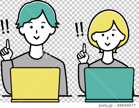 Personal computer pointing pose, male and... - Stock Illustration ...
