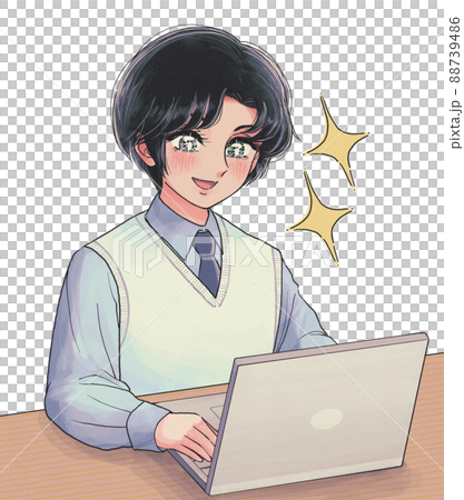 Shojo manga style illustrations from the 1980s... - Stock Illustration ...