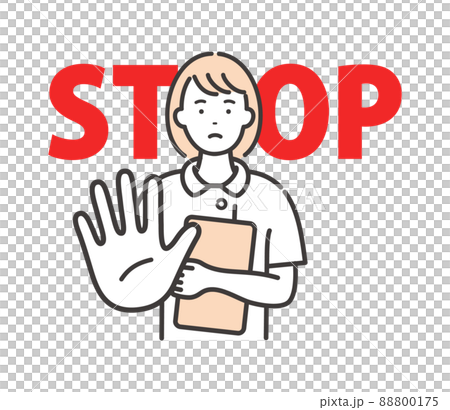 A pose to stop a young female nurse STOP sign - Stock Illustration ...