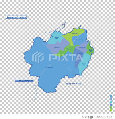 Map of Sapporo City Administrative District /... - Stock Illustration ...