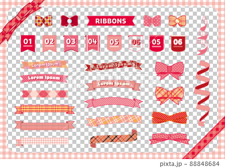 Vector Ribbons Red / pink cute ribbon material - Stock Illustration ...