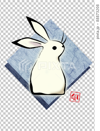 Rabbit square Japanese paper (blue) - Stock Illustration [88873208] - PIXTA