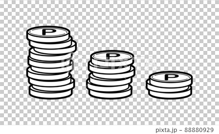 Accumulated point coin icon set - Stock Illustration [88880929] - PIXTA