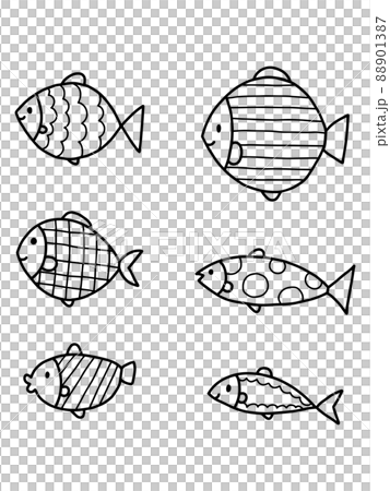 Cute fish / line drawing - Stock Illustration [88901387] - PIXTA